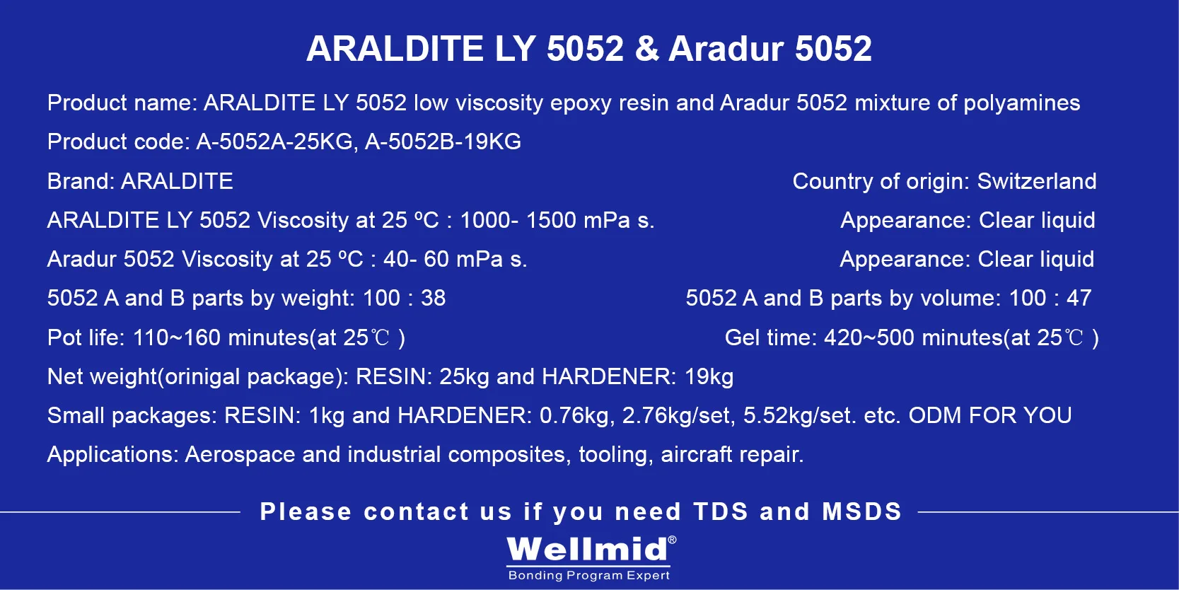 ARALDITE LY 5052 25KG Aradur 5052 19KG in Stock Aerospace Industrial ...