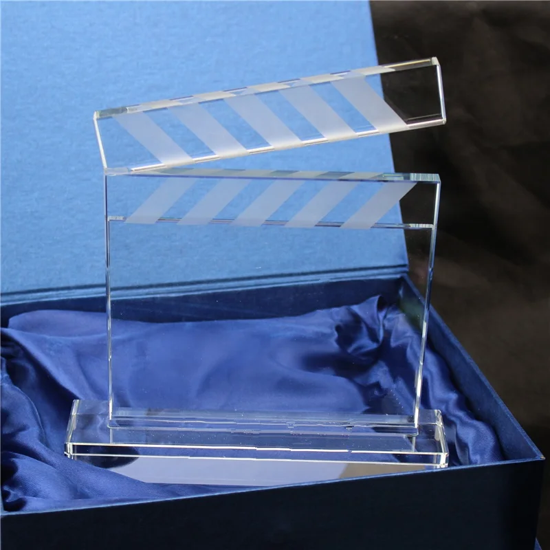 Unique Design Crystal Glass Clapperboard Trophy/slate Shaped Crystal ...