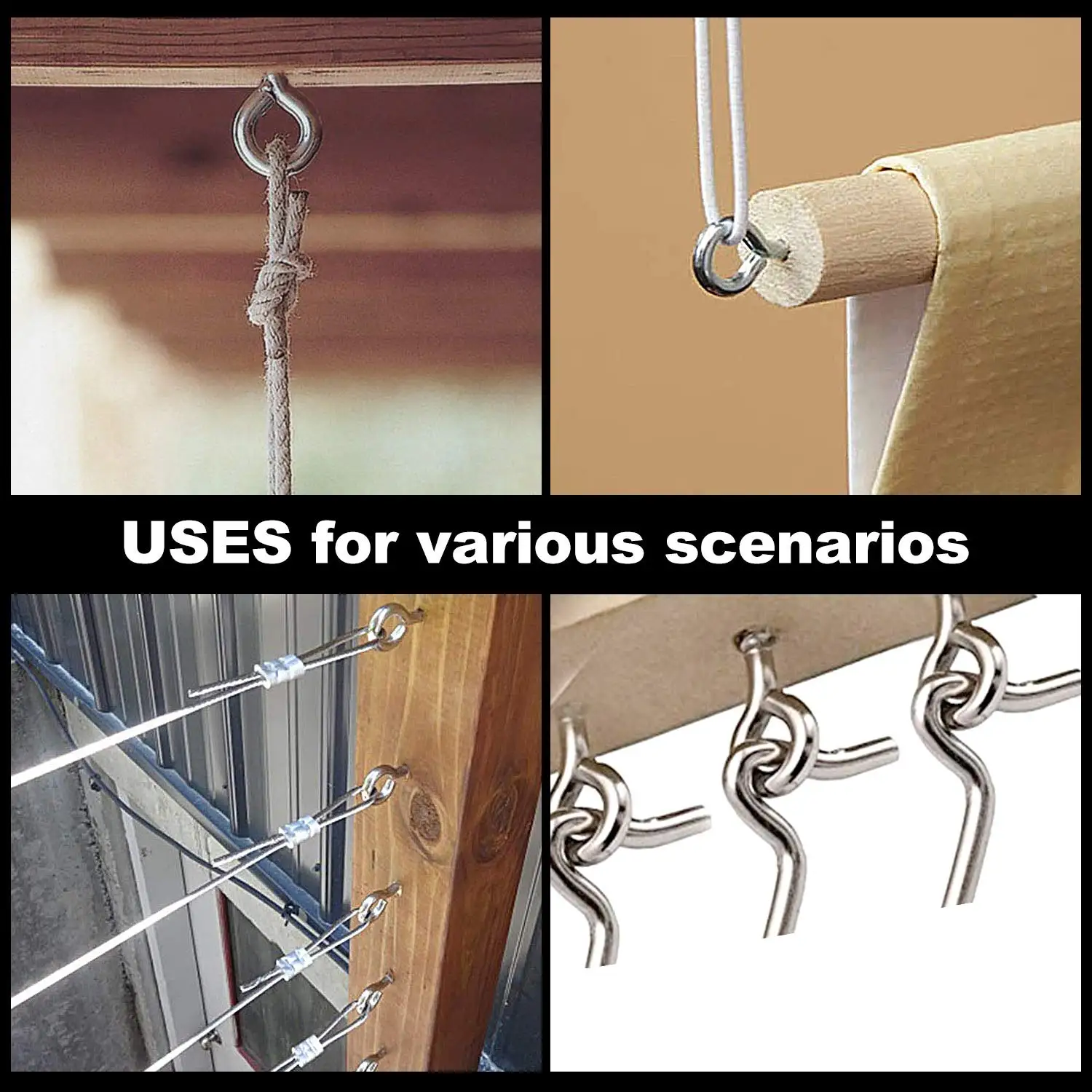 Customized Heavy Duty Eye Hooks - Stainless Steel Screws