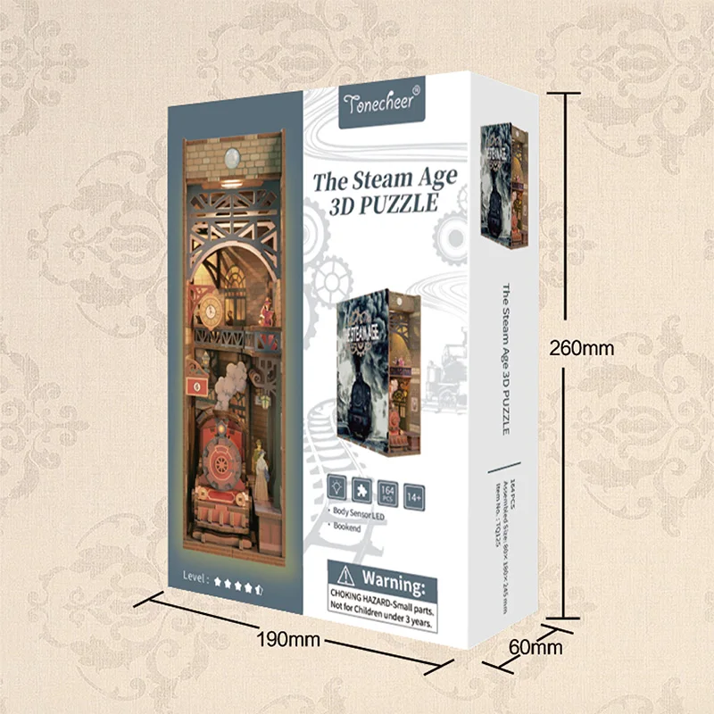 Tonecheer The Steam Age Assemble Toys Bookends 3d Wooden Miniature ...