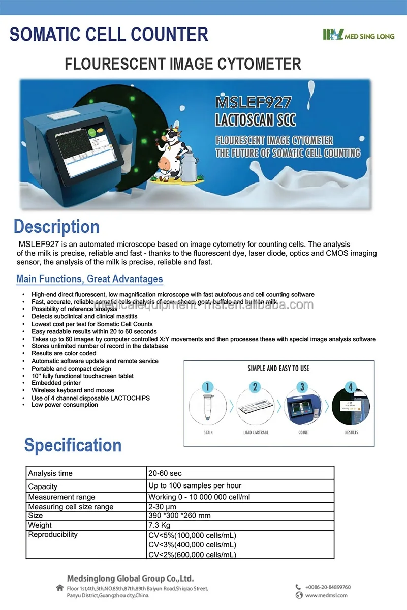Veterinary Image Cytometry Analyzer - Vet Somatic Cell Counter