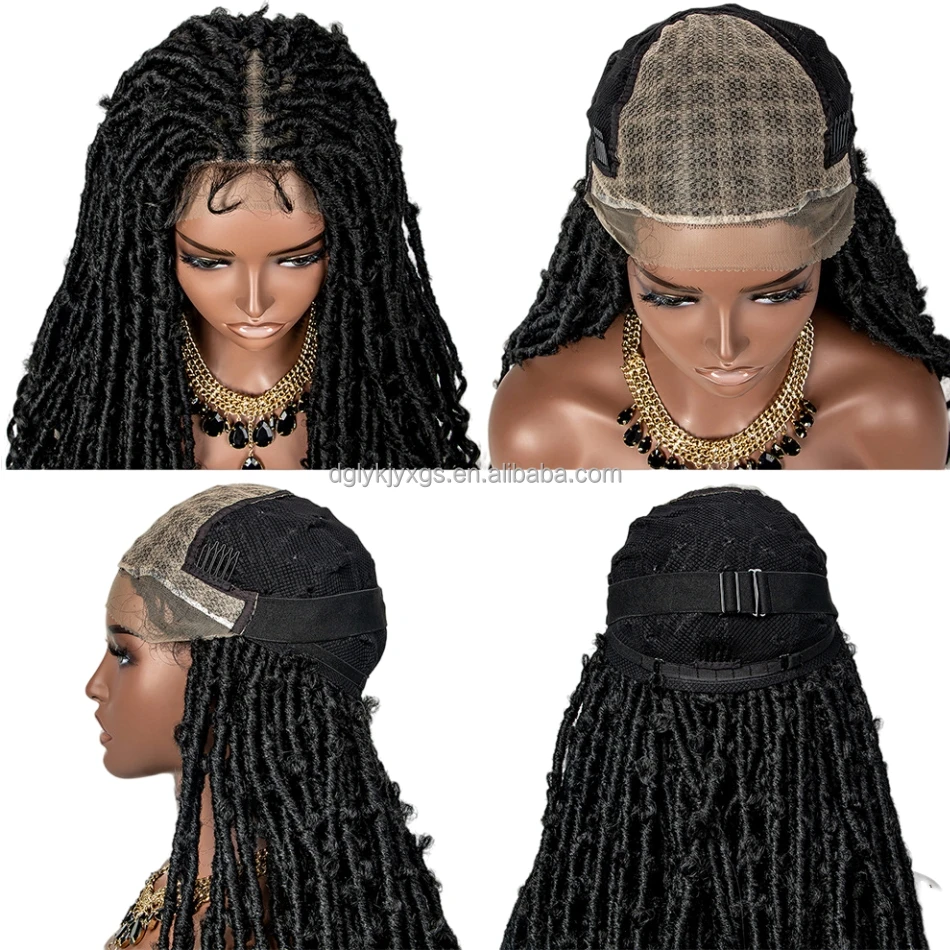 WB13 Hot Style African Synthetic Lace Wigs Butterfly Faux Locs Braids ...