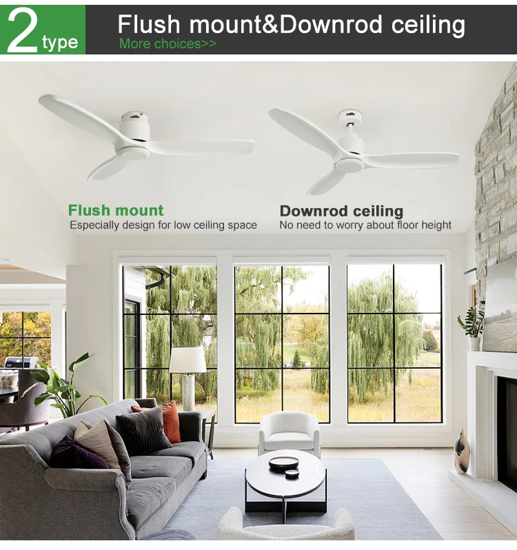 1stshine 52 Inch Sealing Fan White Modern Wooden Blade Low Noise Dc ...