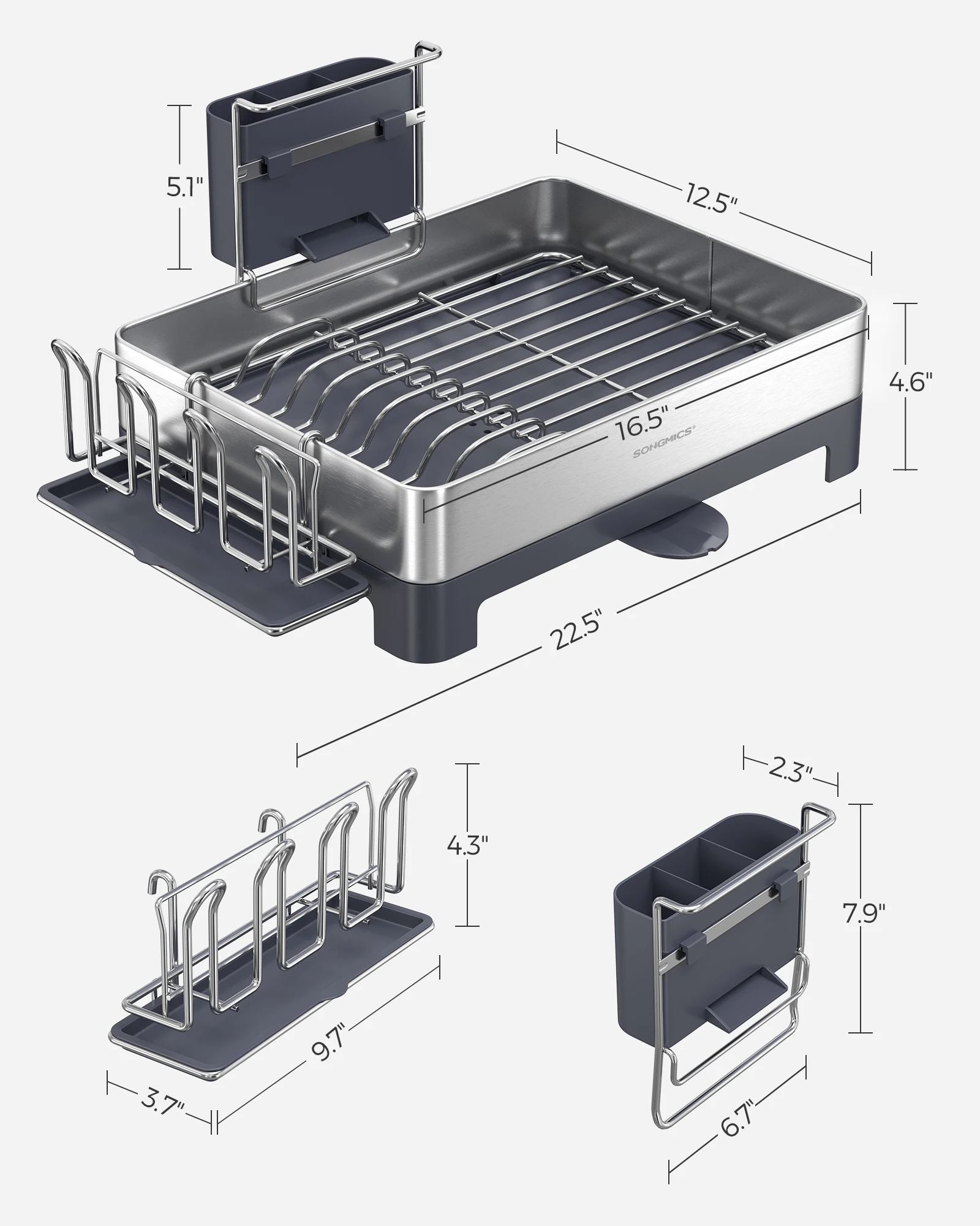 SONGMICS Stainless Steel Kitchen Dish Rack - Durable & Versatile