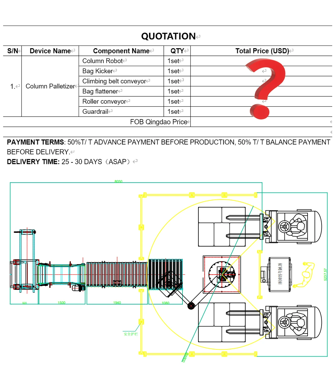 Automatic Palletizing 25kg Cement Bag Column Robot Palletizer Machine