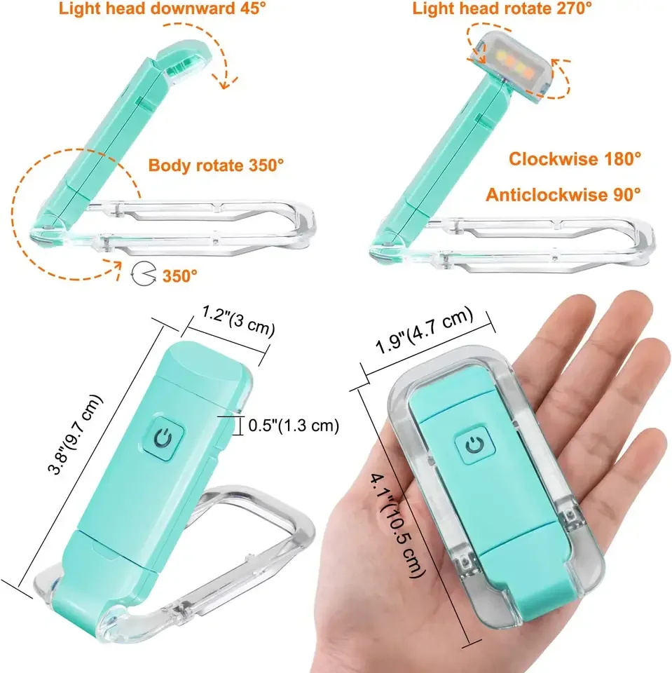 Folding Mini LED Book Reading Light - USB Rechargeable