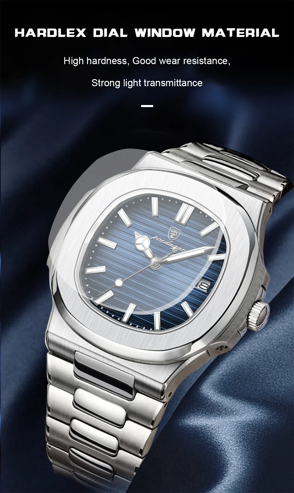 POEDAGAR 613 Luxury Quartz Watch for Men - Waterproof Stainless Steel ...