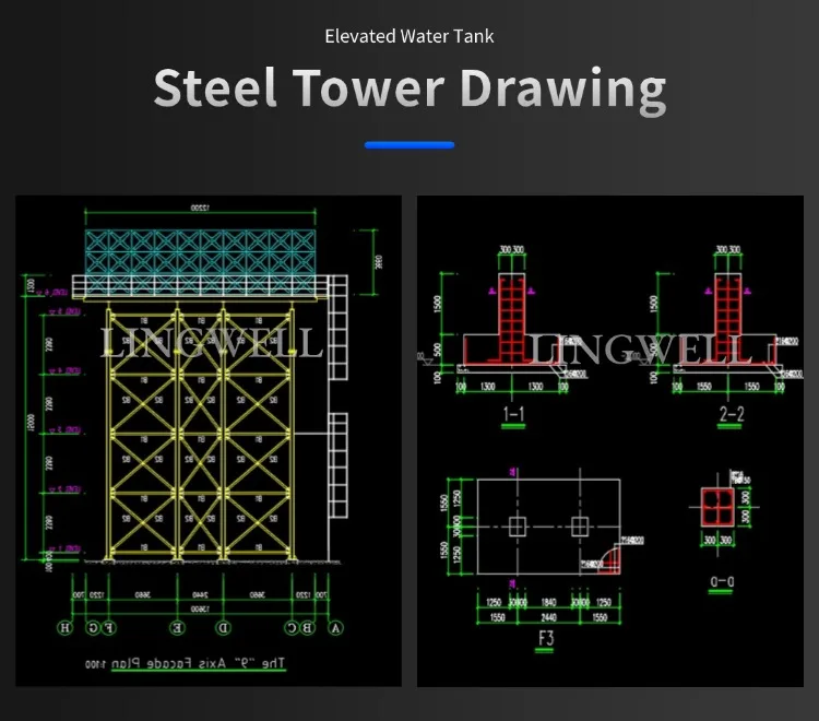 Elevated Steel Tower Water Tank Structure - Hot Dip Galvanized Overhead ...