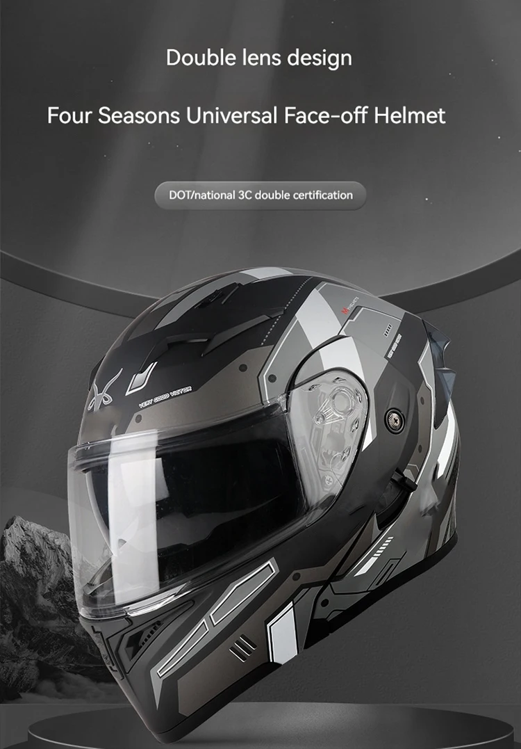 Quick Release Double Lens Helmet Visor Helmet Motorcycle Full Face ...