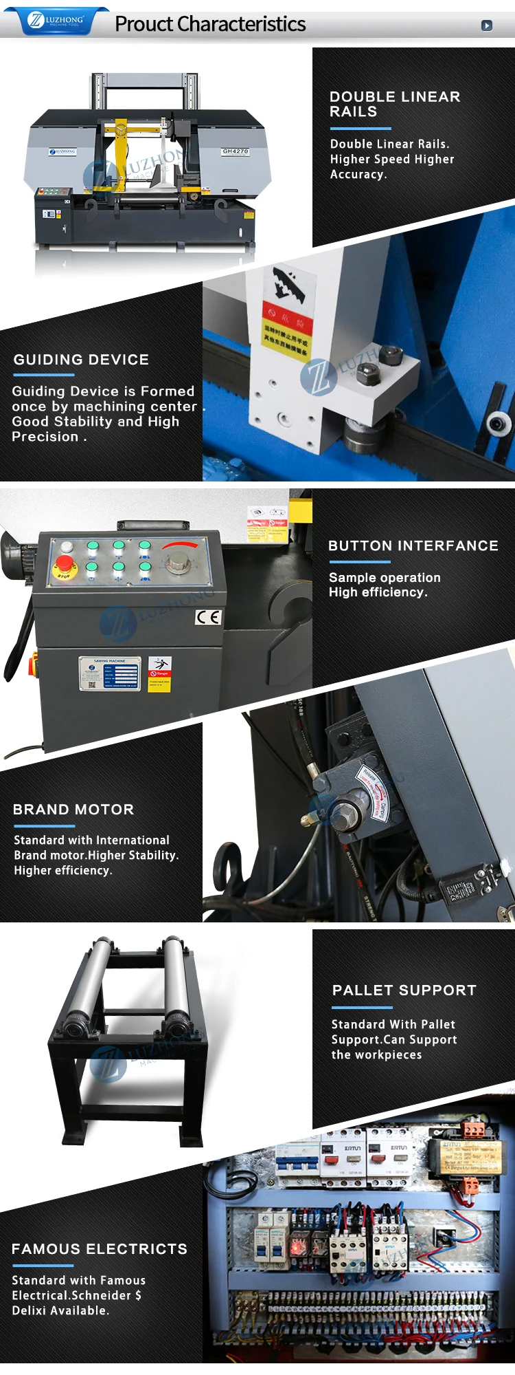 Heavy Duty Electric GH4270 Horizontal Band Saw Mill Metal Band Saw ...