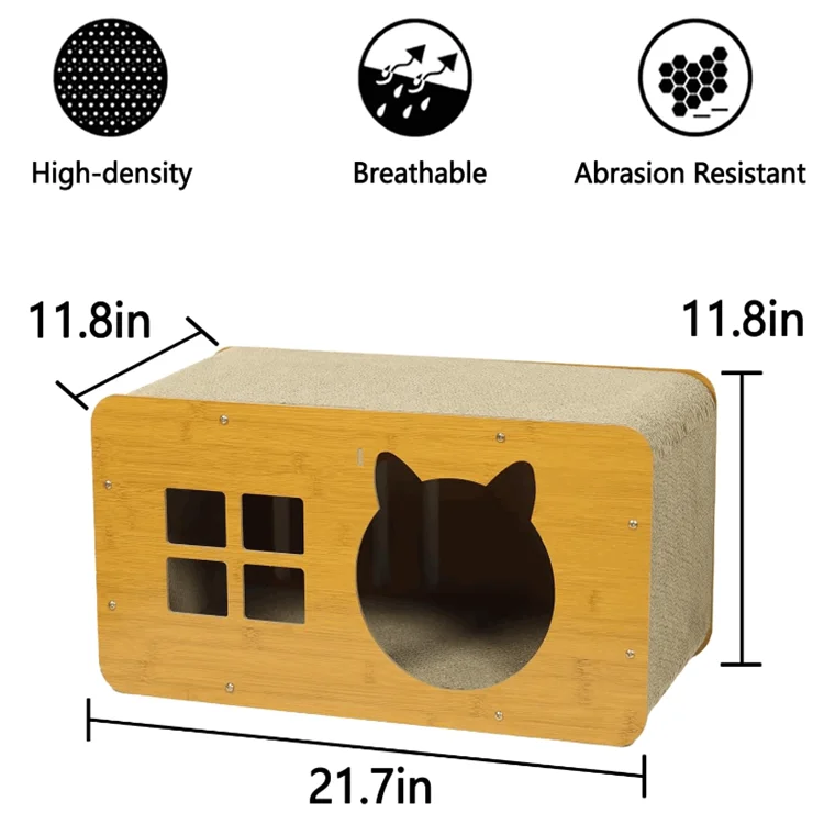 Cardboard Cat House Wooden Cat Scratcher House Indoor Cardboard Cat ...