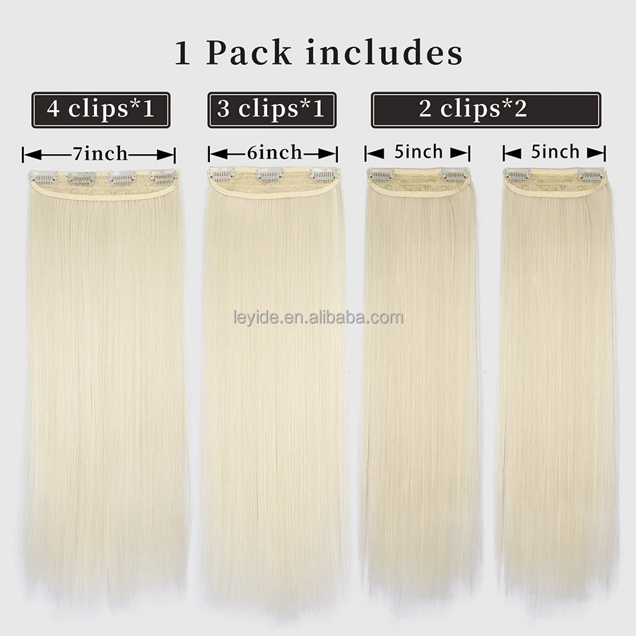 Clip in Hair Extensions - Long Wavy Synthetic Hair Pieces