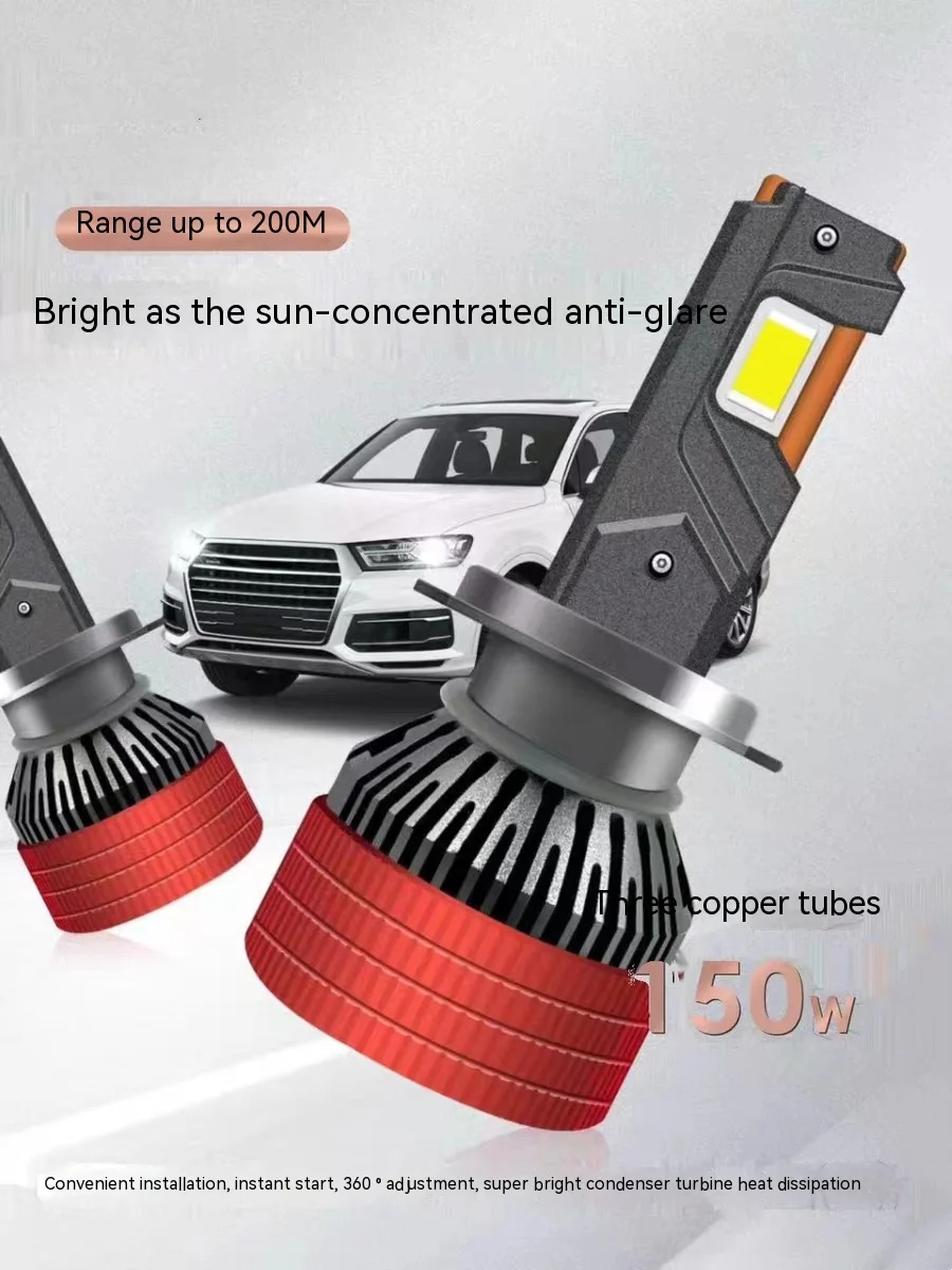 New 3 Copper Pipesautomotive Led Headlights 300w Ultra-high Brightness High-power Led Headlights ...