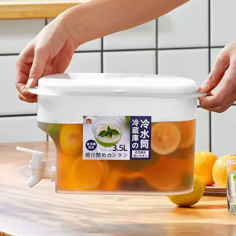 3.5L Capacity Plastic Cold Water Jug Kettle With Faucet Ice Juice Black ...