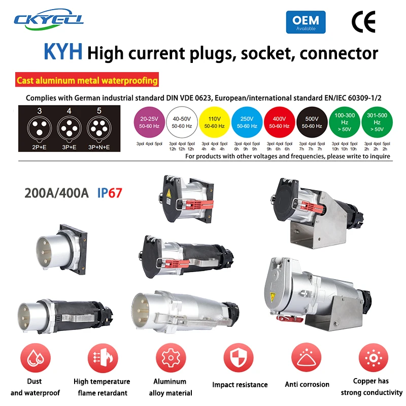 KY High Current Metal Shell Industrial Waterproof Plugs