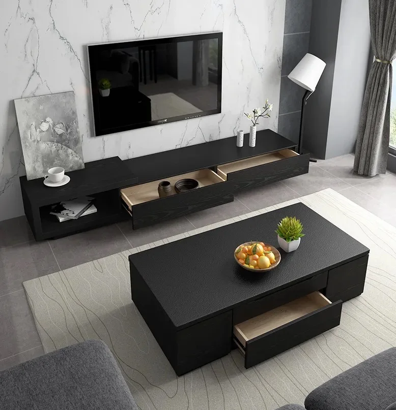 Modern Design Convertible Dining Coffee Table with 4 Storage Chairs ...