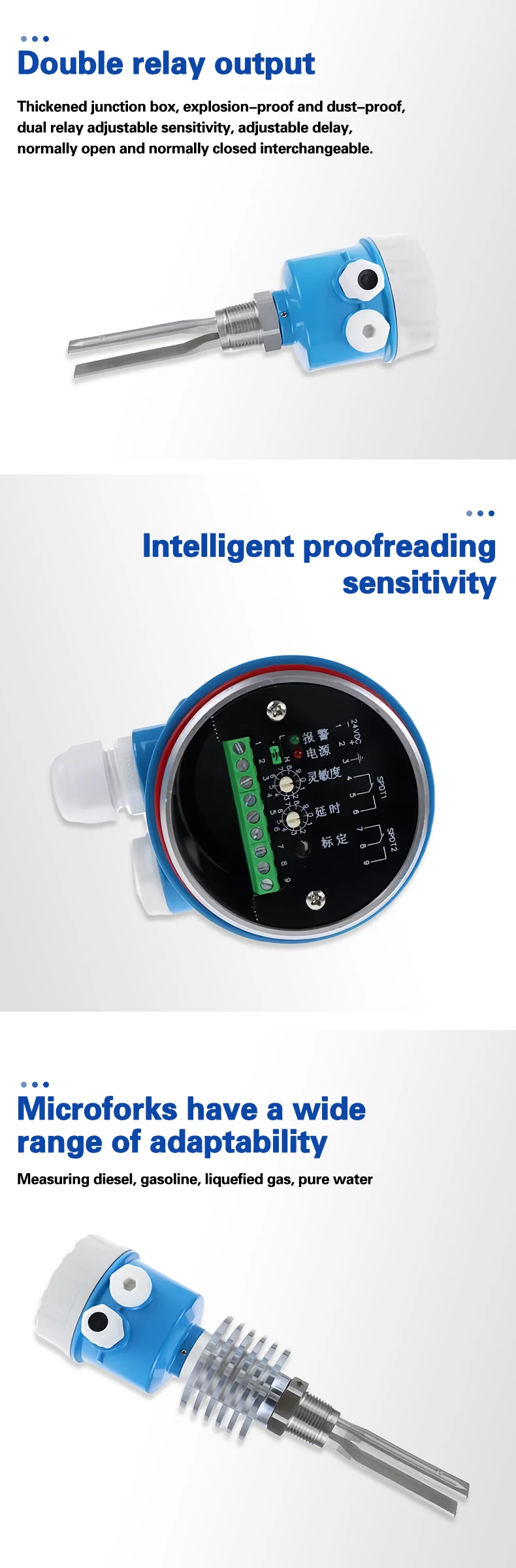 Liquid Vibration Tuning Fork Level Switch Water Level Gauge Measuring ...