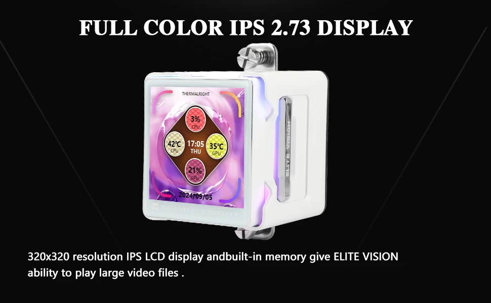 Thermalright Elite Vision 360 ARGB White CPU AIO Cooler LCD Screen 2 ...