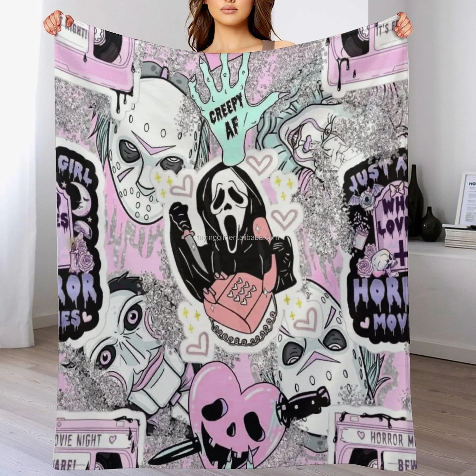New Design Horror Face Blanket Scream Scary Flannel Soft Cover Horror ...