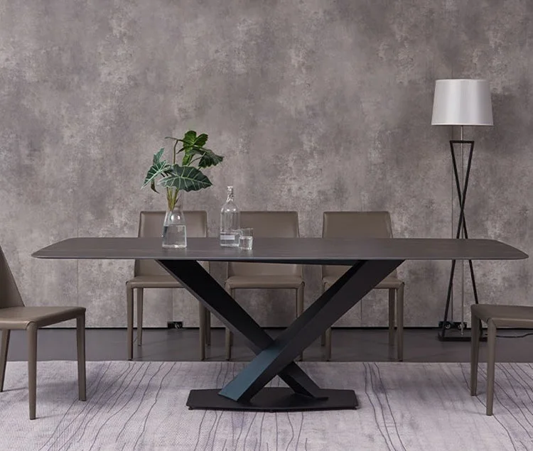 Y Shape Modern Furniture Easy Clean Metal Leg Dinning Table Stone Rock ...