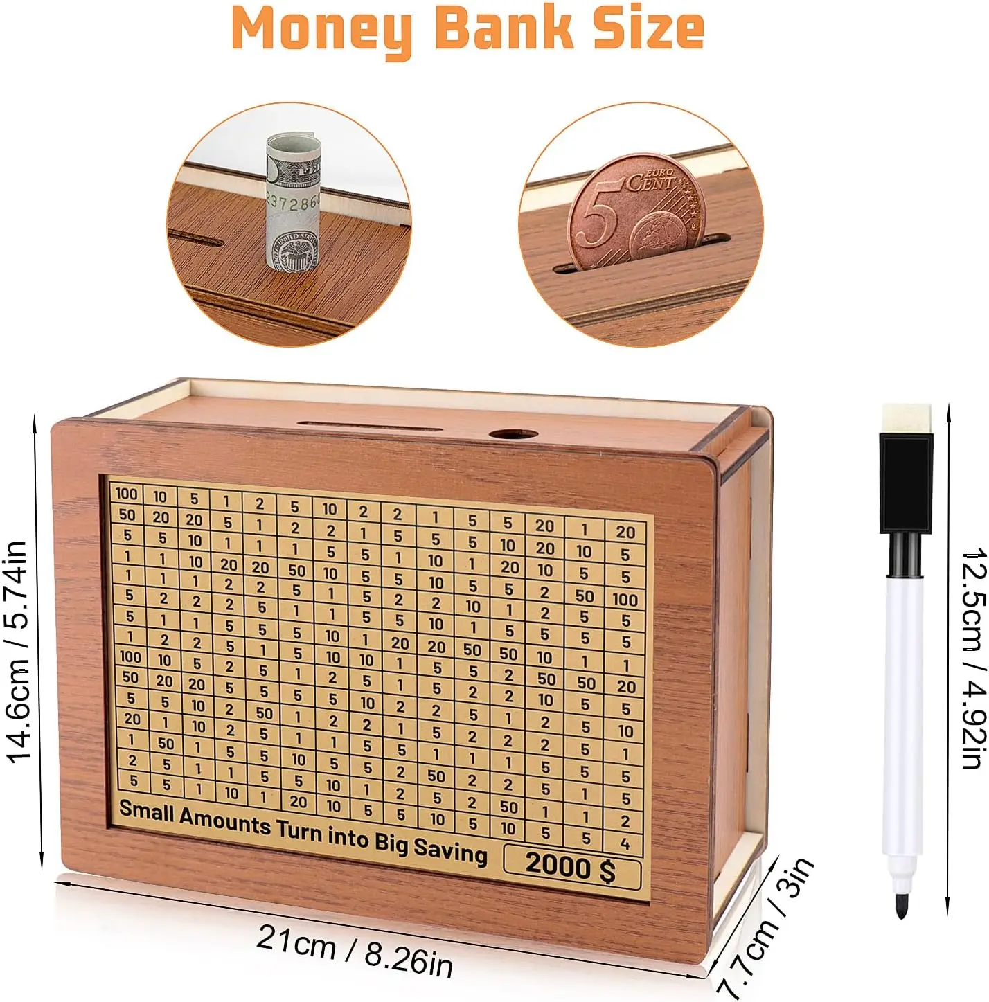 Hidden Money Box Large Wooden Letter Piggy Bank Wooden Coin Saving ...