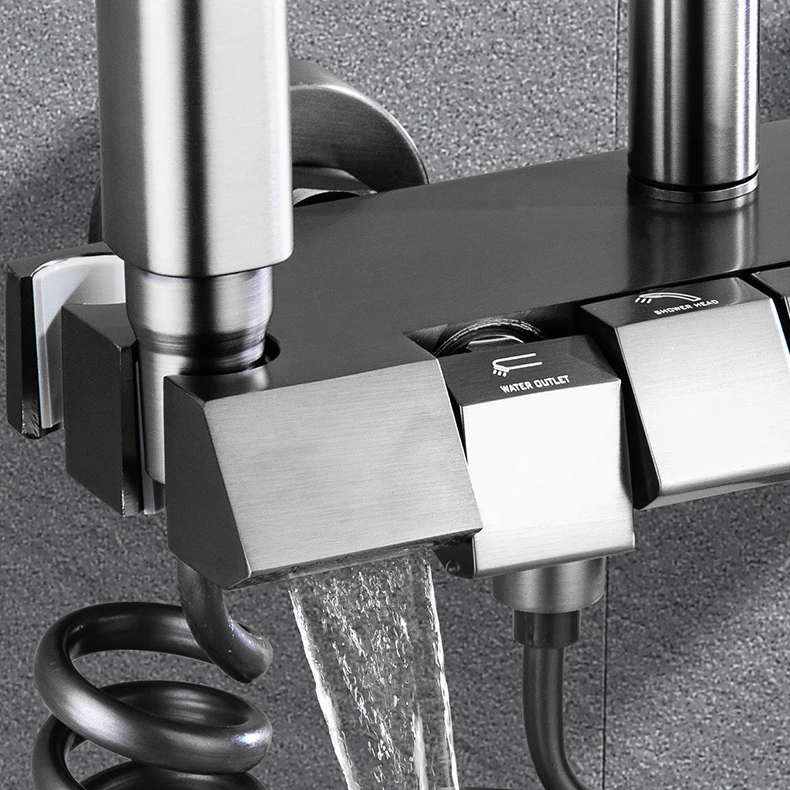 Luxury Piano Key Rainfall Shower Head with Handheld Spray, Adjustable ...