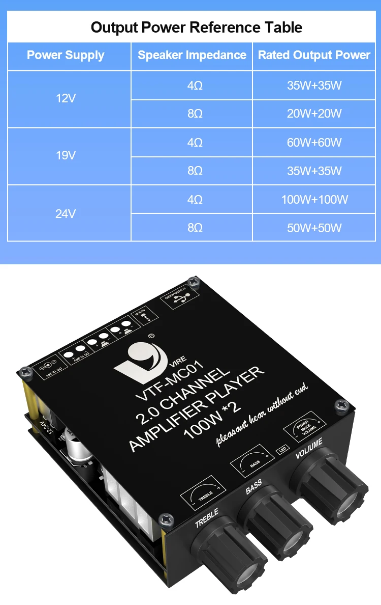Dual Channel Mini 100W+100W Class D Digital Power AMP Module