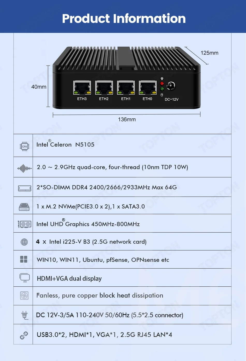 J4125 Motherboard Firewall Mini Pc N4000 Pfsense Machine Vision Ipc Fanless 4 Lan Mini Computer ...