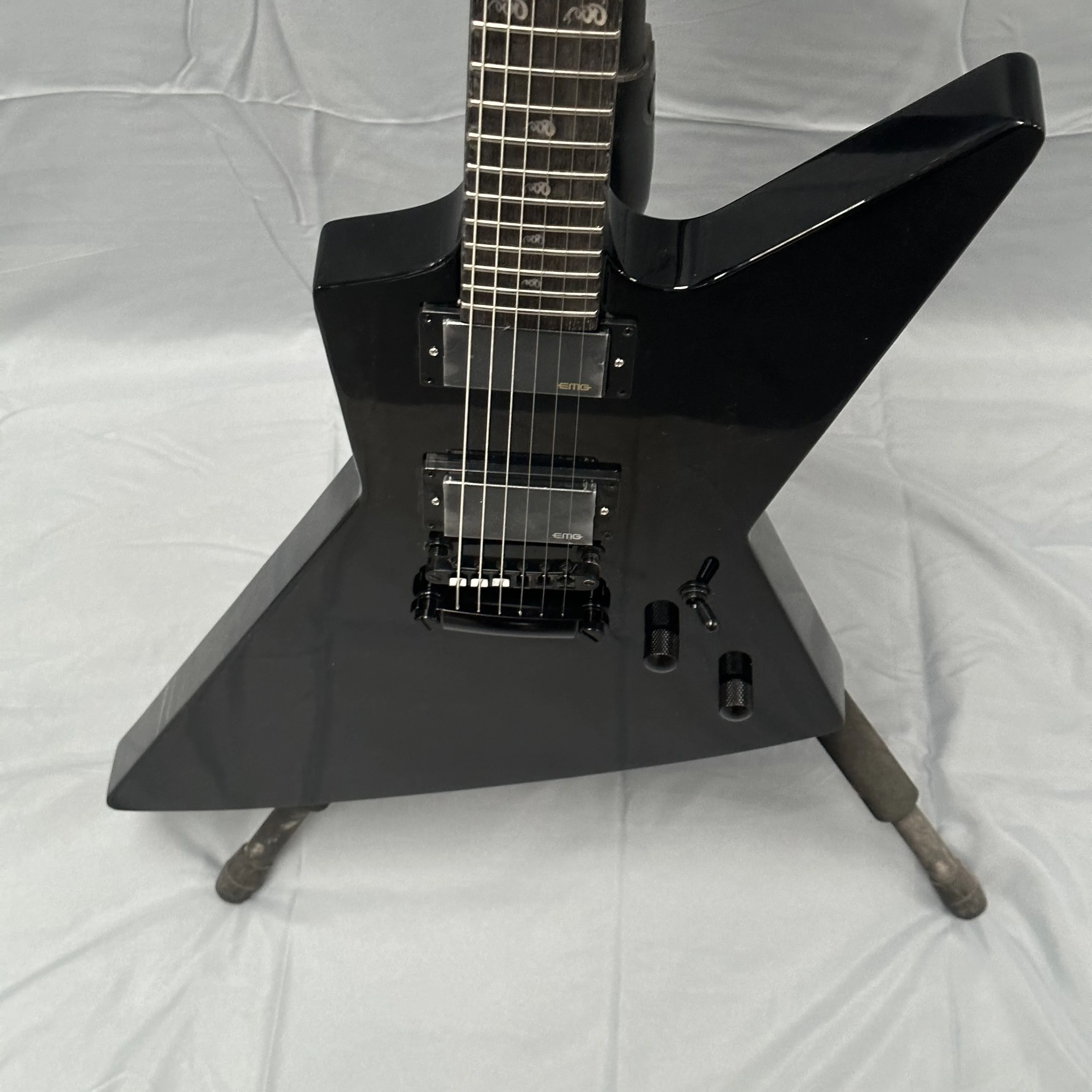 EspBrand Black Electric Guitar with Snake Inlay & HH Pickups OEM