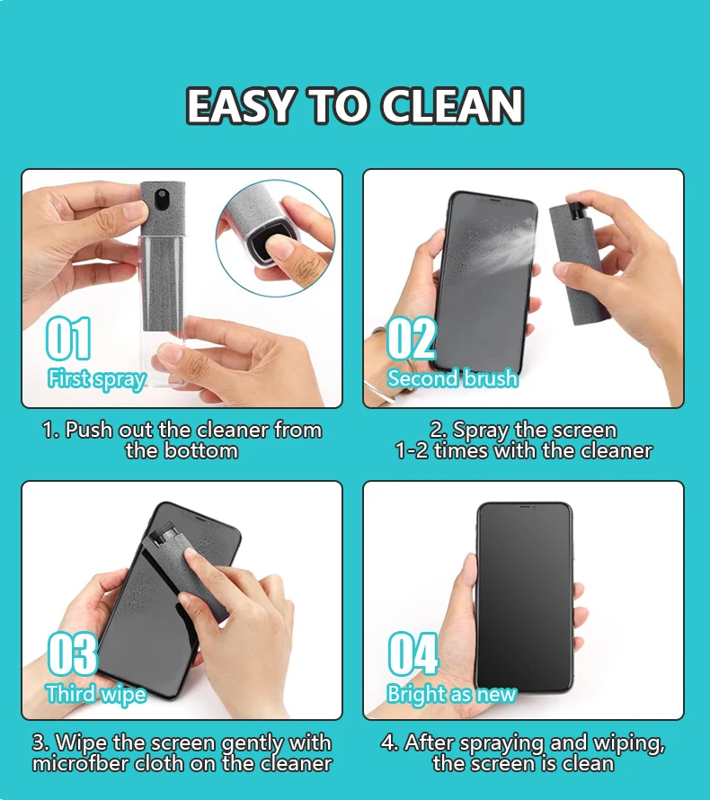 2-in-1 10ml Phone Screen Cleaner Spray Bottle With Microfiber Cloth And ...