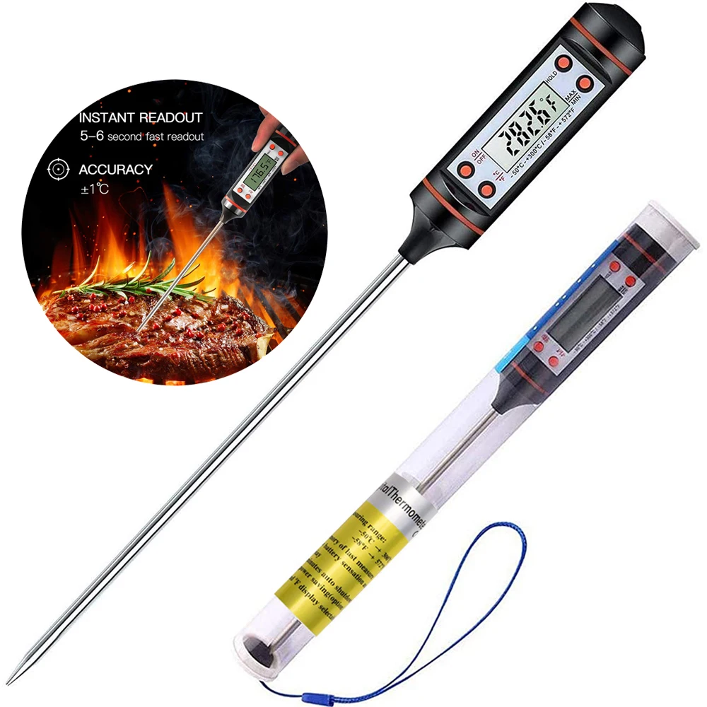 Temperature Probe Food Instant Read Meat Cooking Thermometer Bbq ...