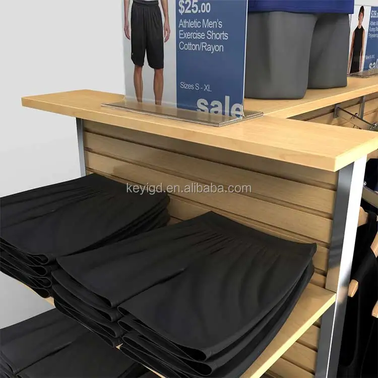 Customize Shop Furniture Wood Slatwall Gondola Shelves Garment Display ...