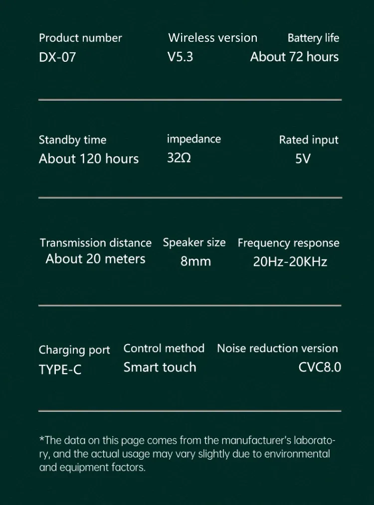 DX-07 Gaming Earphones - Long Battery Life & Wireless Sound