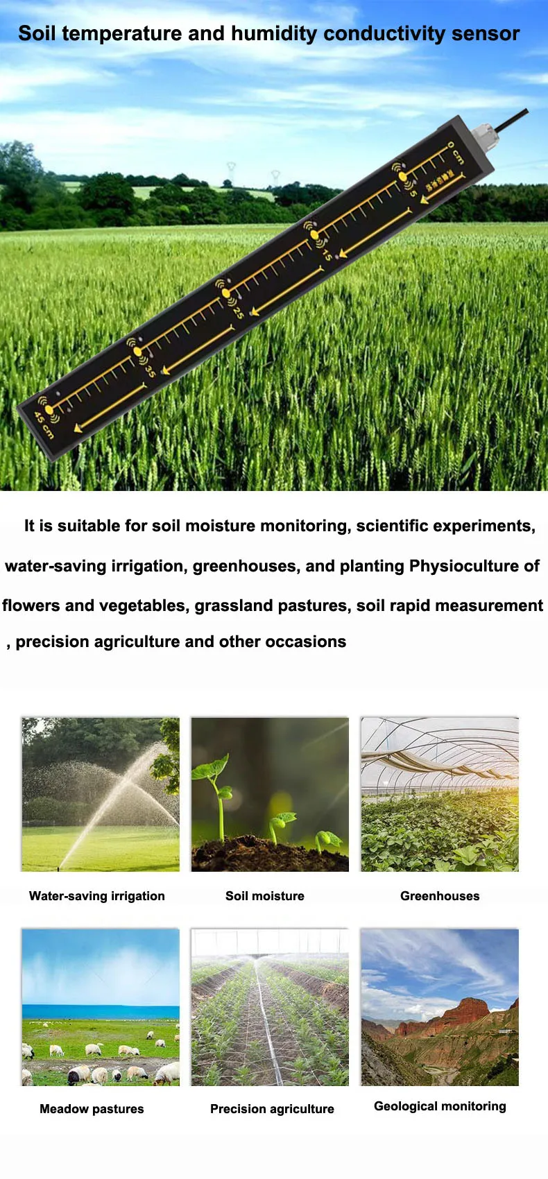 Multi Depth Soil Sensor RS485 Modbus for Agriculture