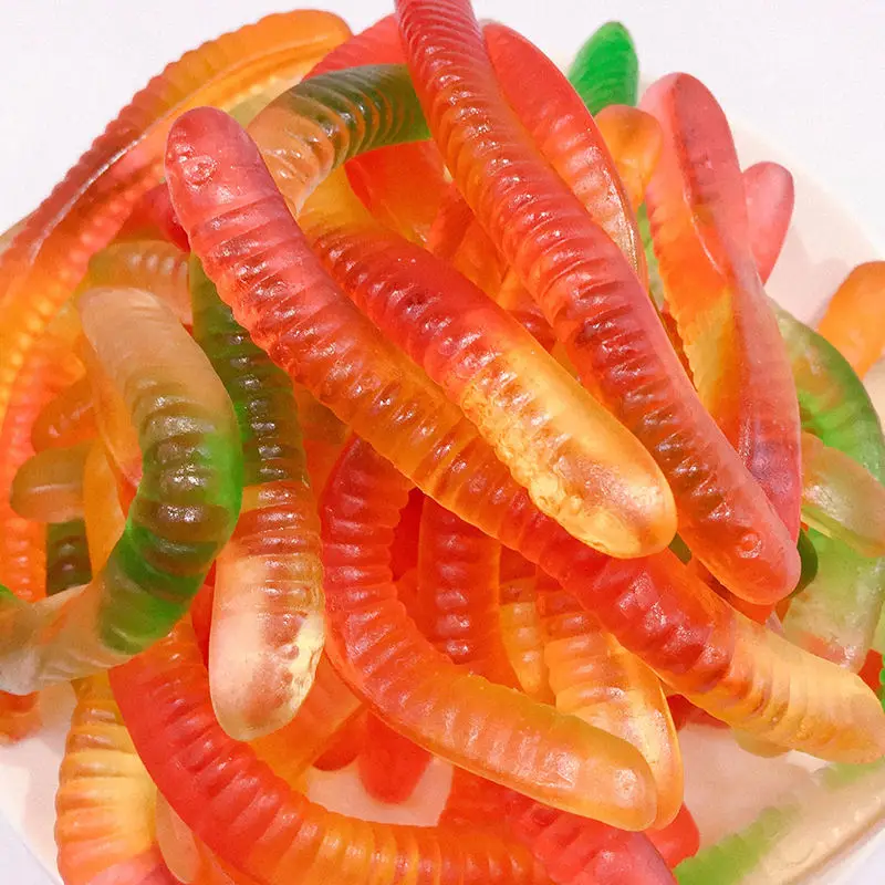 Oem Halal Colorful Sweet Sour Carton Worm Shape Gummy Candy - Buy Halal ...
