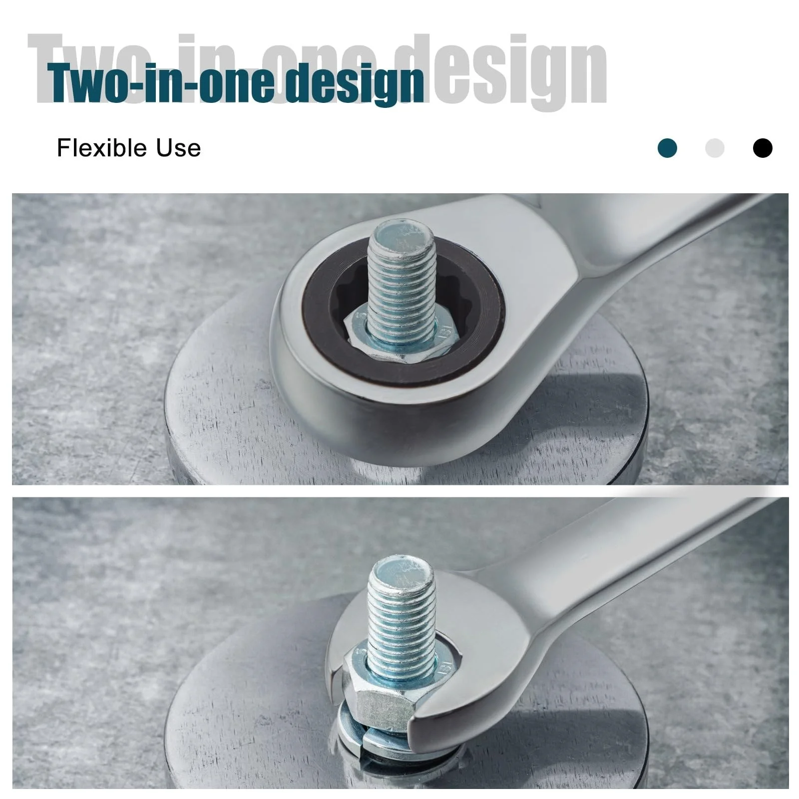 17mm Metric Matt Finish Ratcheting Wrench Chrome Vanadium Steel 12pt ...