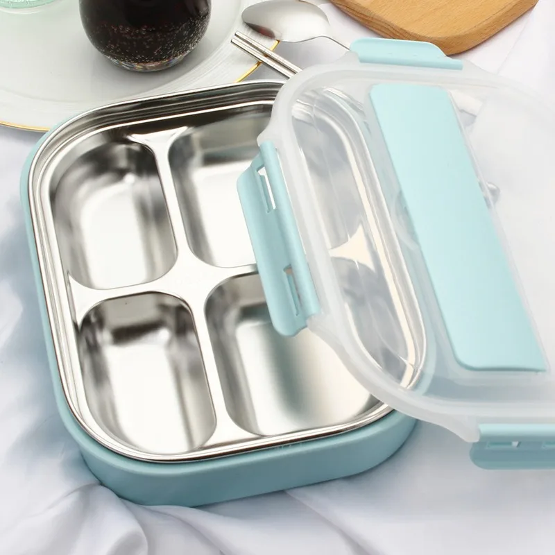 Stainless Steel Food Tray Lunch Box With Lid Dishes & Plates 3,4,5 ...