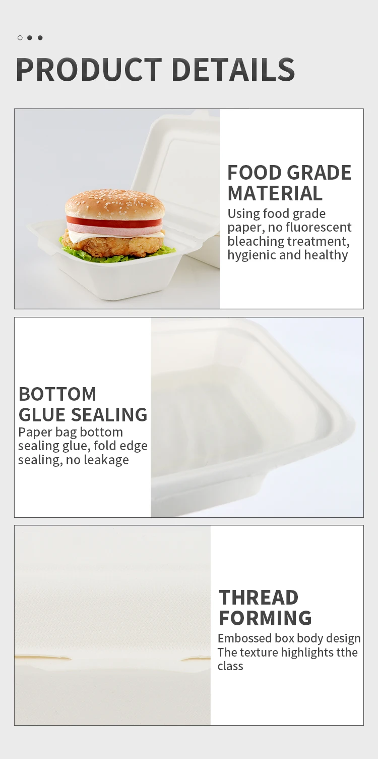 Disposable Clamshell 100% Biodegradable Sugarcane Bagasse Tableware ...