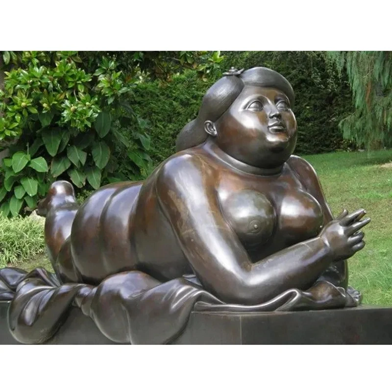 Metal Betero Bronze Fat Woman Statue for Outdoor Gardens