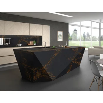 Macostone Wholesale Prefabricated Moedern Black Quartz Gold Vein Kitchen Island - Buy Black ...