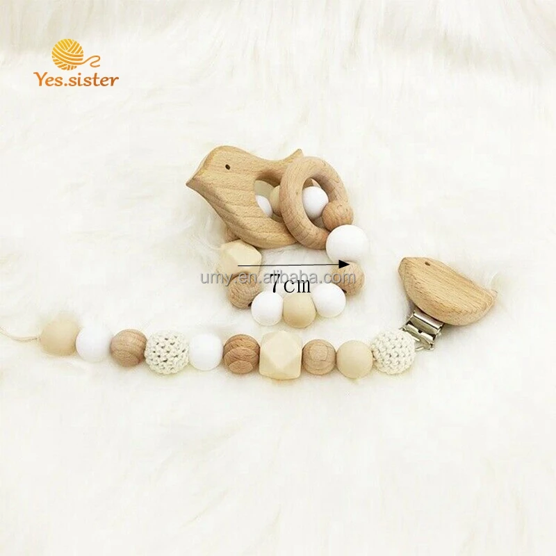 Crochet Perle Dummy Chain Teether Food Grade Silicone Teething Toy ...