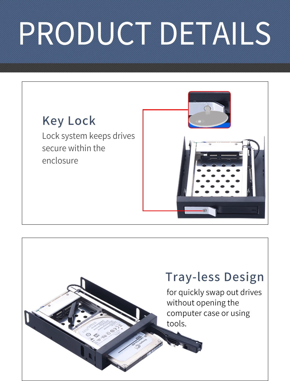 Unestech 2024 New Product 2.5" Metal Enclosure Floppy Bay Anti-Shock ...