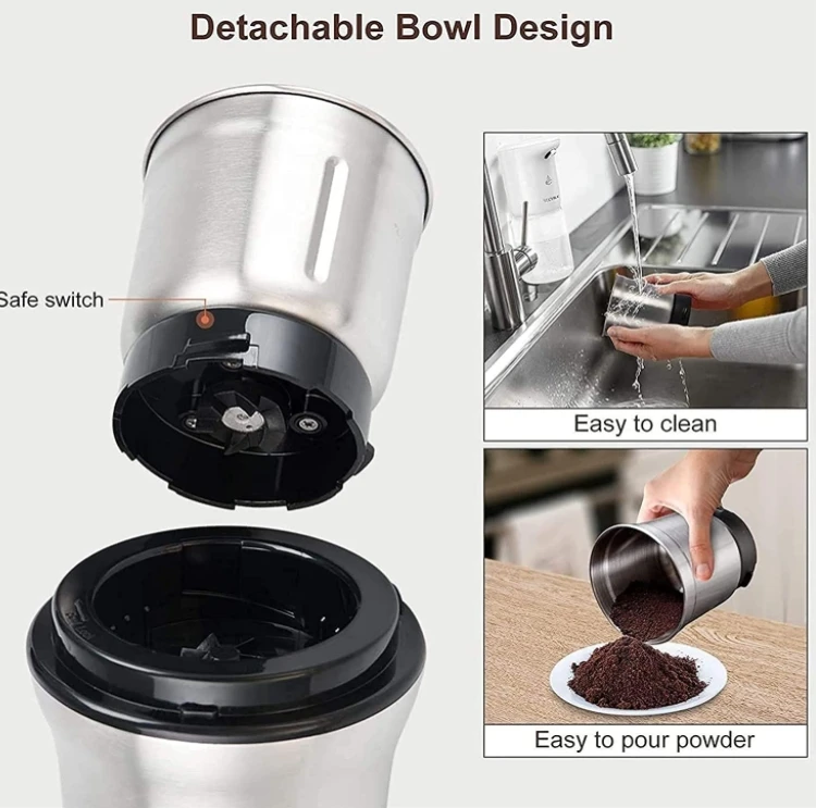 200w 150g Large Capacity Spice Grinder Mill Food Mixer Machine Portable ...