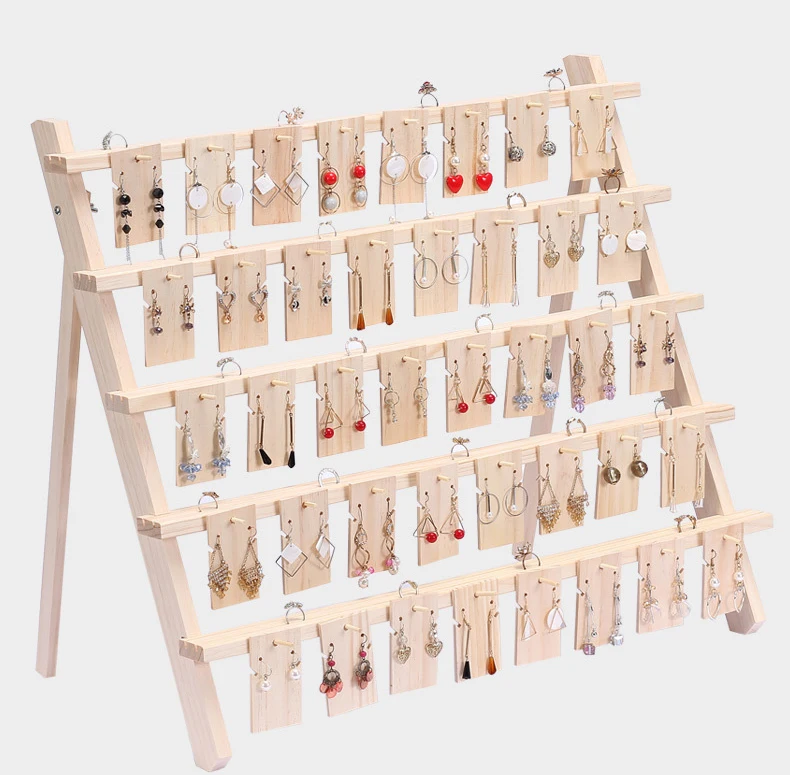 Modern Retail Wooden Earring Display Stand Storage 2 3 4 5 Tier Wood ...