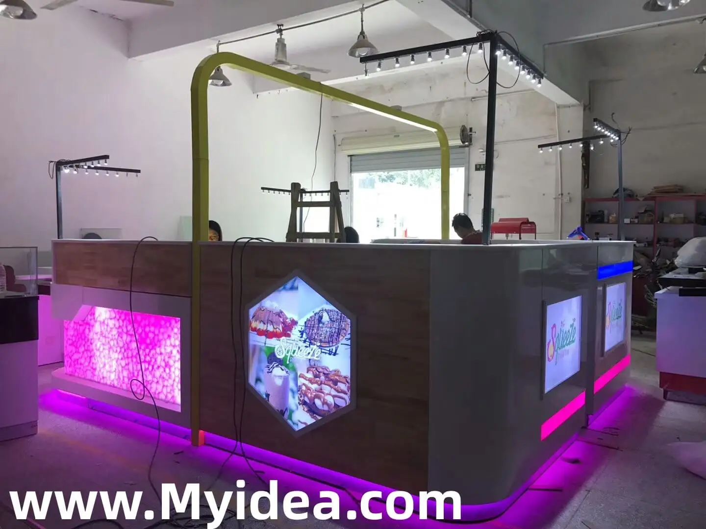 Custom Black Kiosk Cover with Lock, 10x18ft Size, Backlit Acrylic Logo ...