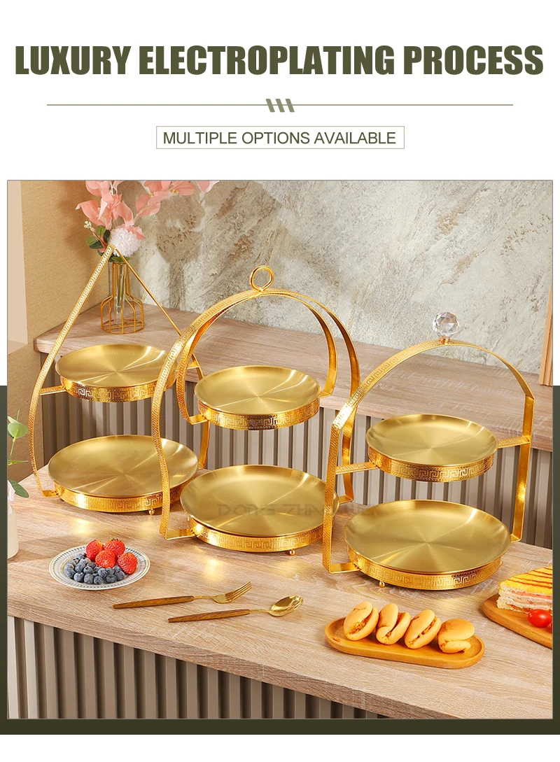 Luxury Gold Plated Buffet Food Display Rack Catering Decorations Silver ...