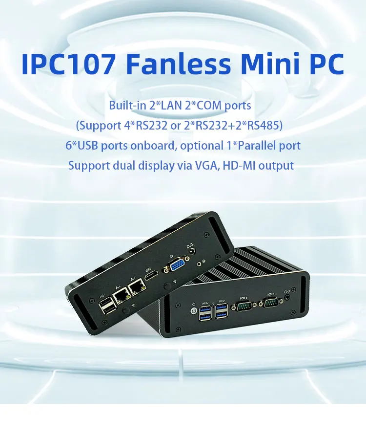 Dual Lan Dual Rs232 Rs485 Port Mini Desktop Computer N2840 J1900 J4125 N100 Mini Pc Linux Wins10 ...