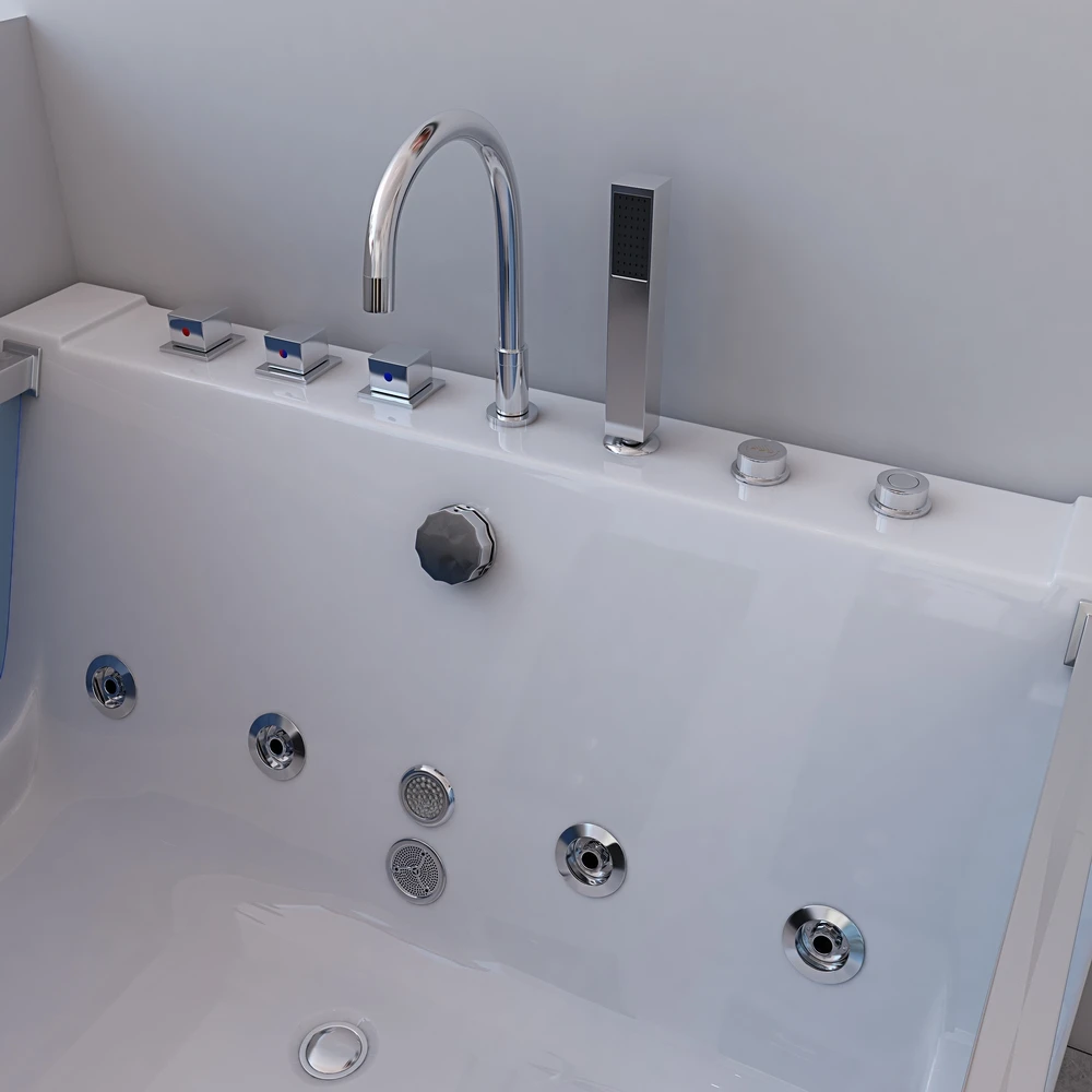 2 Person Jacuzzi Soaking Tubs - Acrylic Bathtubs with LED Light