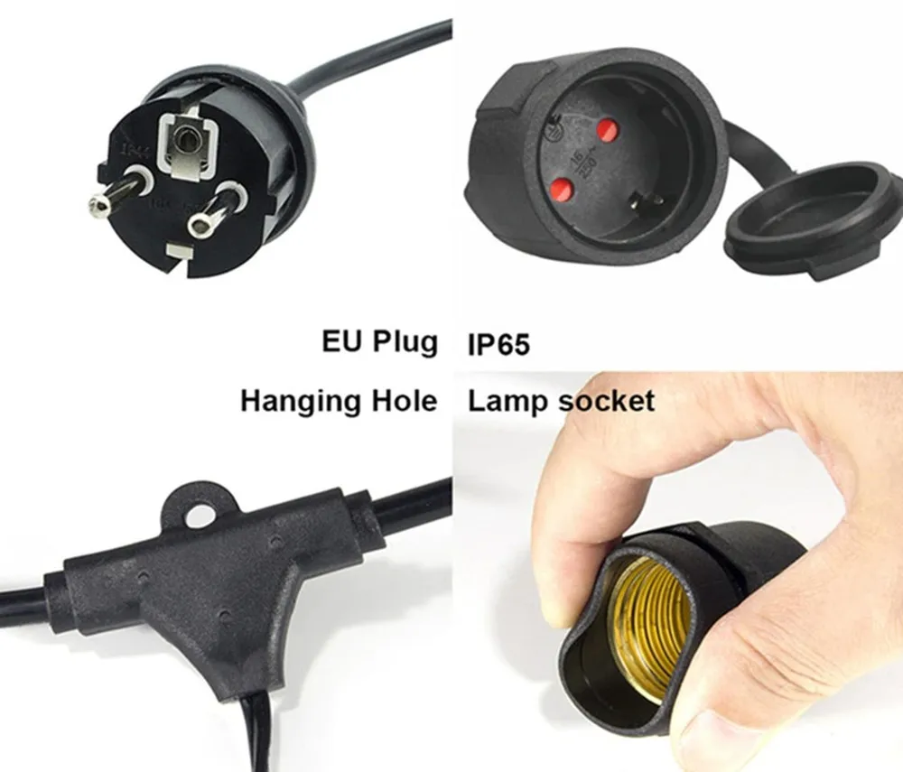 S14 RGB LED String Lights E27 Waterproof Resistant Bulbs Remote Outside ...