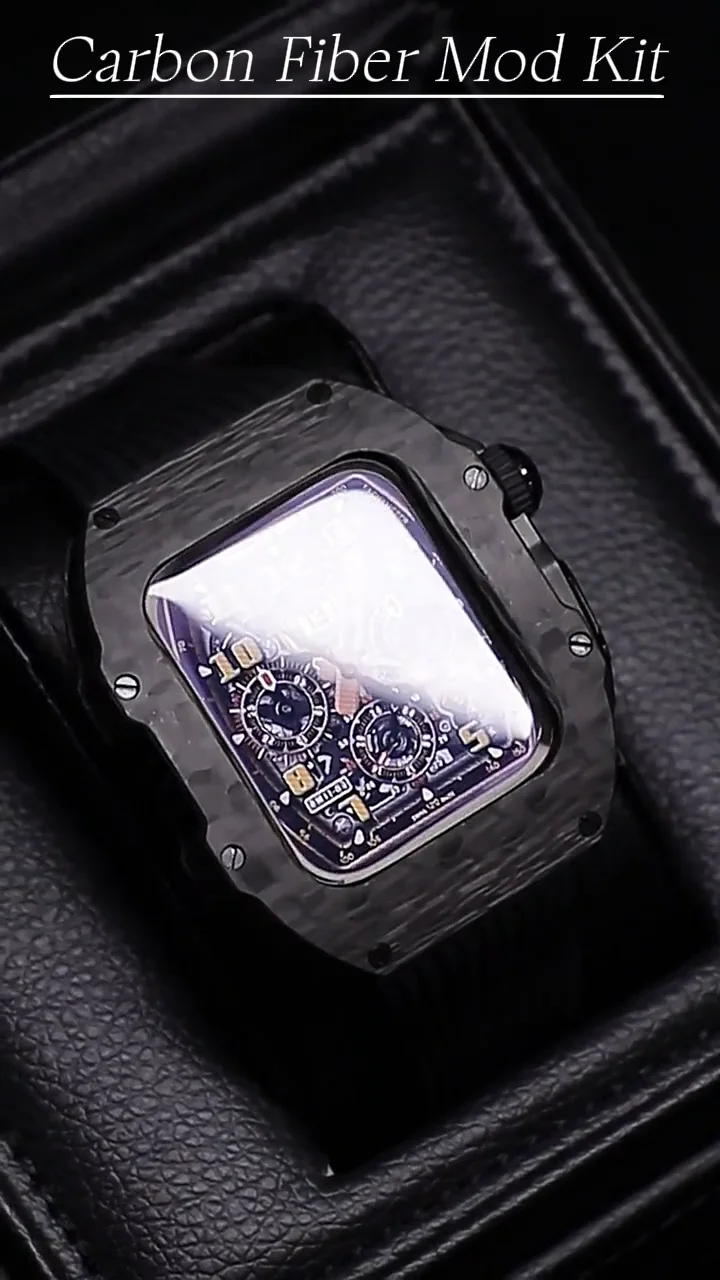 Carbon Fiber Refit Mod Kit For Apple Watch 44mm 45mm Folding Buckle Fkm ...